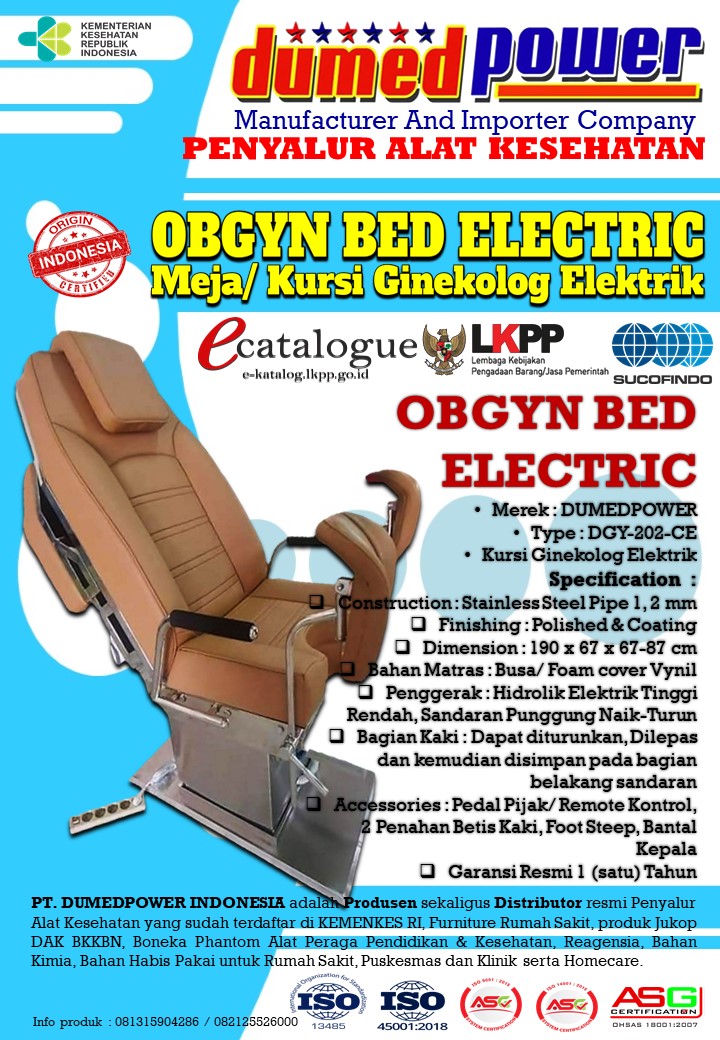 Obgyn Bed Elektrik Model Baru – PT. DUMEDPOWER INDONESIA